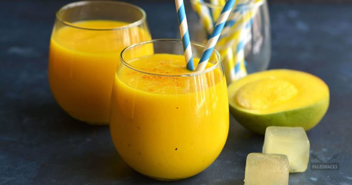 Turmeric-Mango Tonic with Green Tea Ice Cubes | PaleoHacks Blog