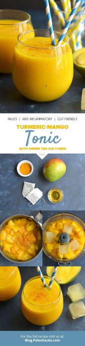Turmeric-Mango Tonic with Green Tea Ice Cubes | PaleoHacks Blog