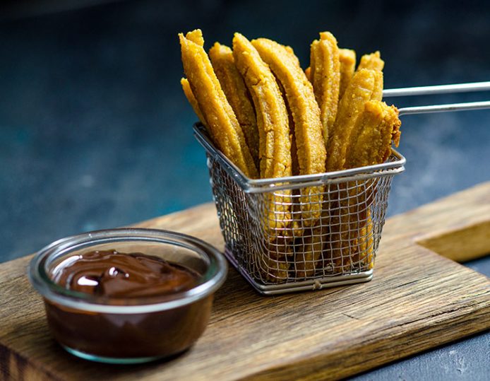 Sweet Potato Churros Dipped in Dark Chocolate | Gluten Free, Dairy Free