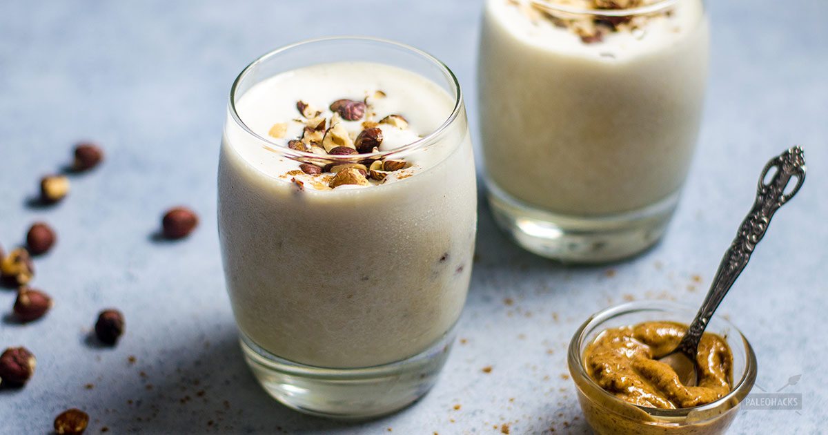 3-Ingredient Banana + Hazelnut Butter Milkshake | Paleo, Sugar Free
