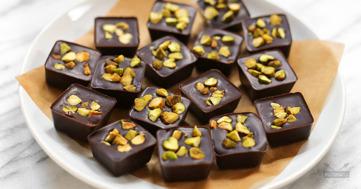 Collagen Pistachio Chocolate Bites Recipe | Paleo, Anti Aging, Dairy Free